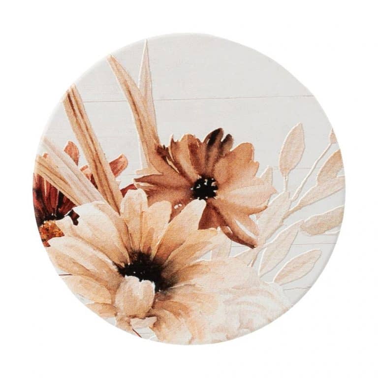 Rustic Floral Ceramic Coaster | Sending Hugs